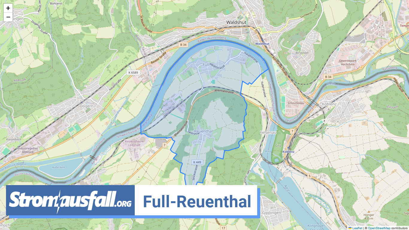 Ist aktuell Stromausfall in Gemeinde Full-Reuenthal? | Stromausfallkarte