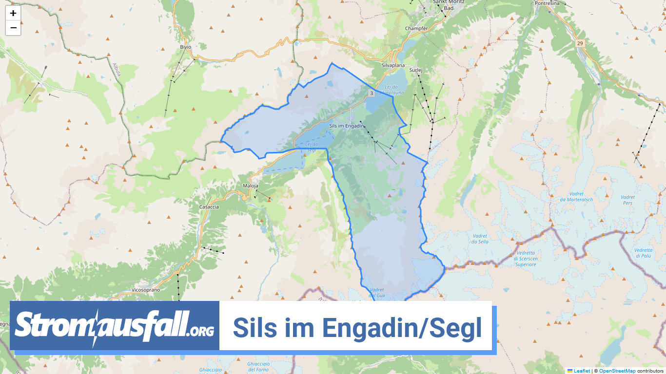 Ist aktuell Stromausfall in Gemeinde Sils im Engadin/Segl ...